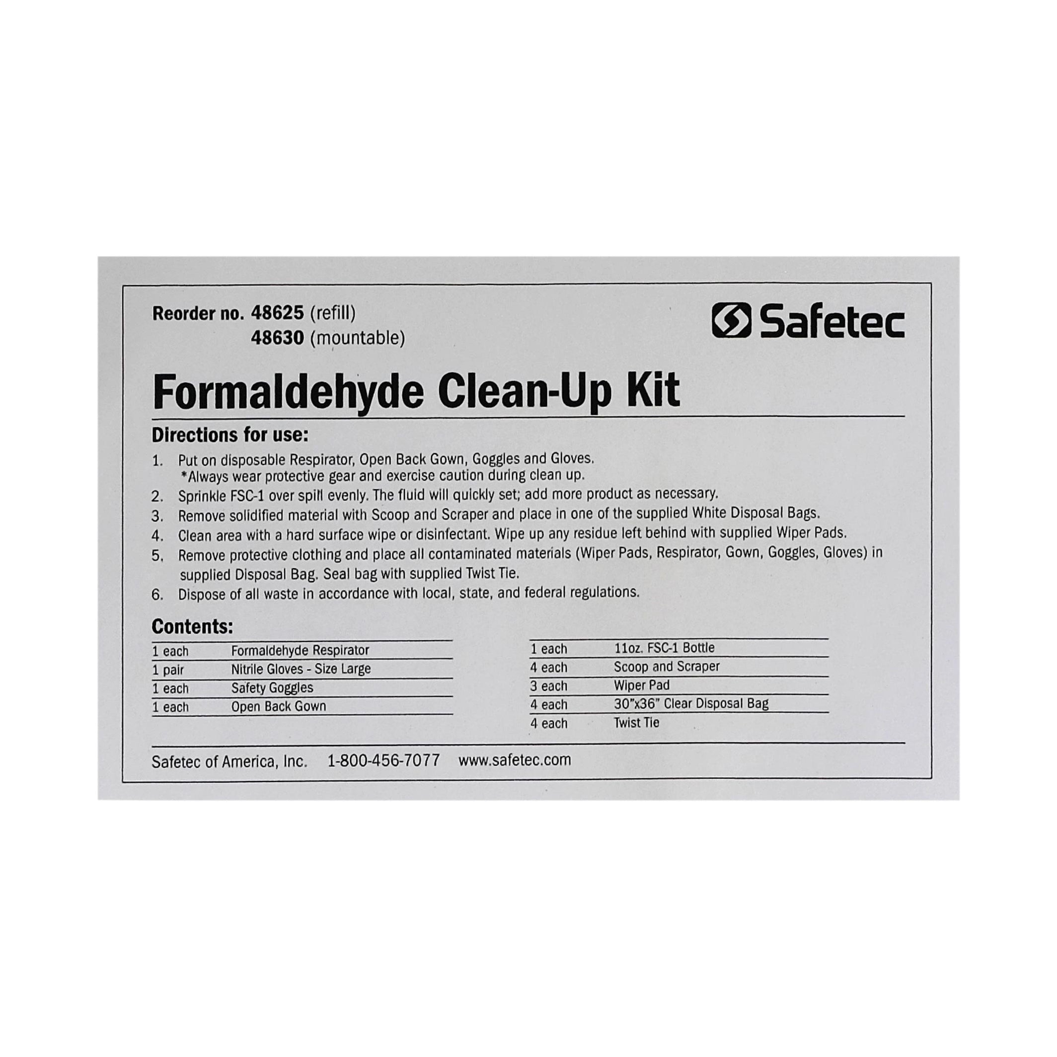 Formaldehyde Spill Kit — Total Safety