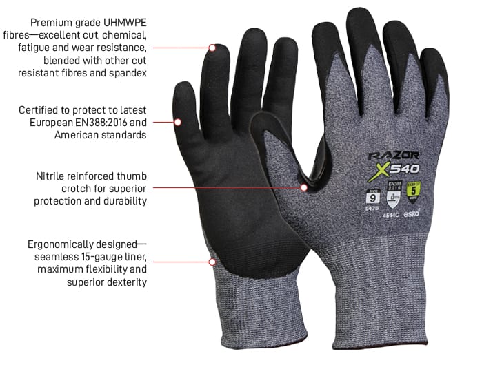 Razor X540 Cut Level 5 Cut Resistant Glove | Single Pair — Total Safety