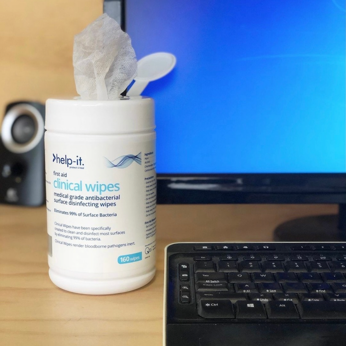 Clinical Wipe Help-It Surface Disinfectant | Carton of 12 Tubs — Total ...